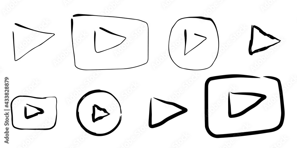 play buttons isolated vector sketches. Playback icons hand drawing ...