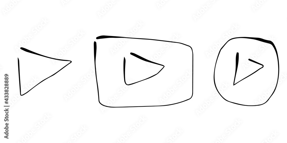 play buttons isolated vector sketches. Playback icons hand drawing ...