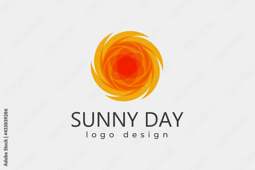 Sunny day, abstract sun, vector logo template, round orange shapes with ...