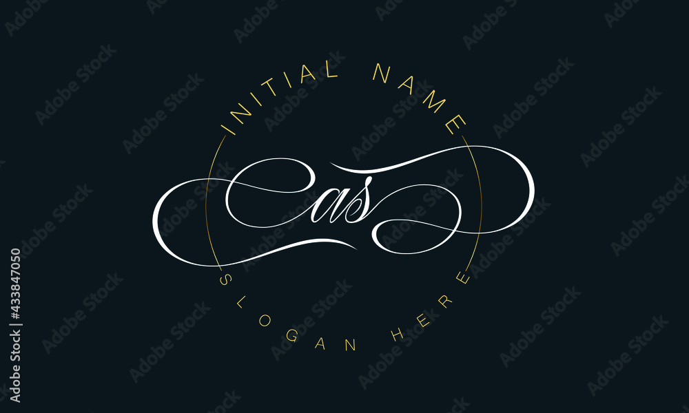 AS/SA cursive letter stylish luxury logo in golden and white color, AS ...