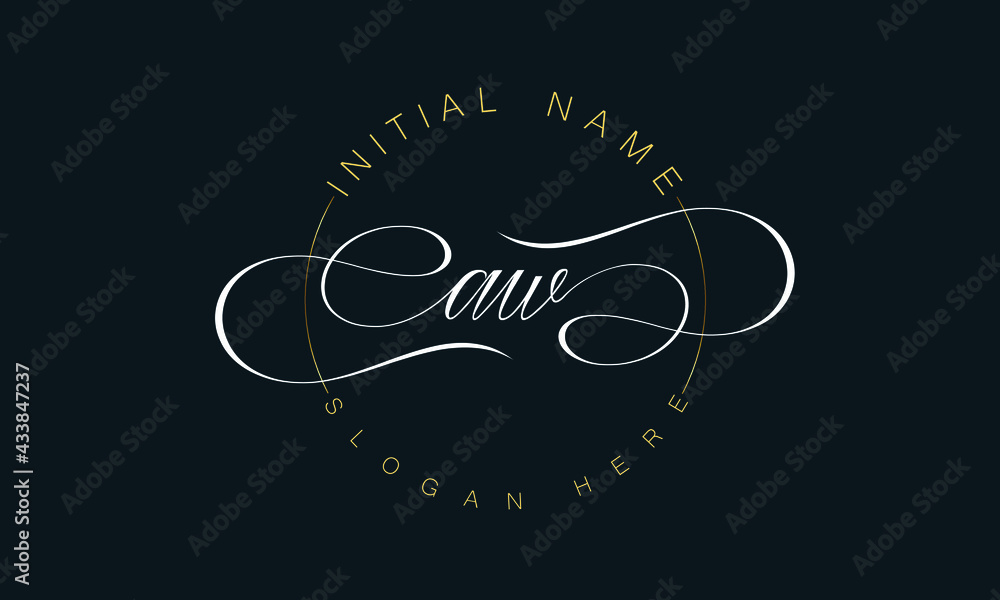 AW/WA cursive letter stylish luxury logo in golden and white color, AW ...