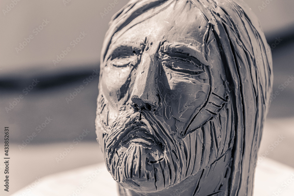 Jesus Christ face clay sculpture Stock Photo | Adobe Stock