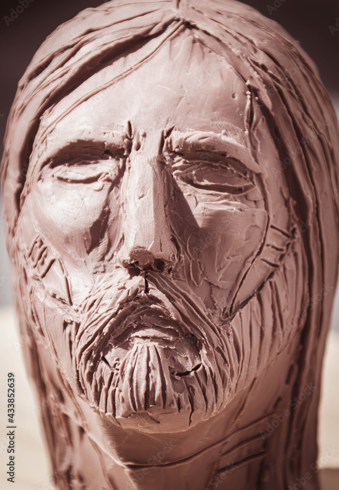 Jesus Christ face clay sculpture Stock Photo | Adobe Stock