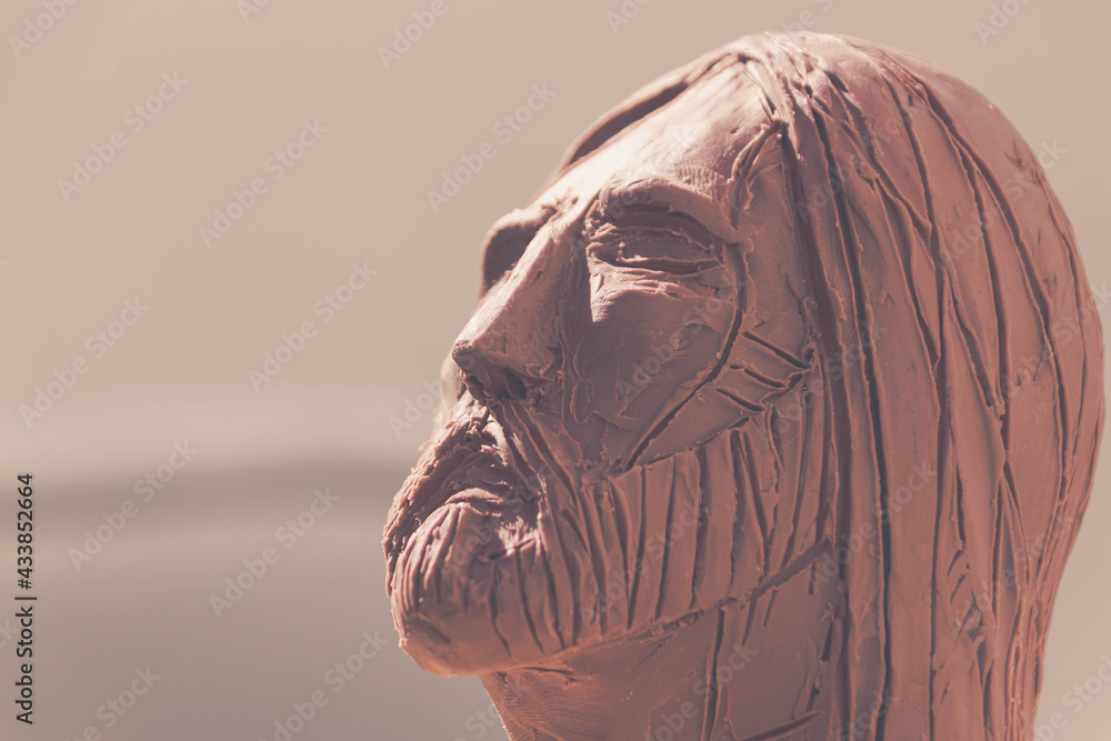Jesus Christ face clay sculpture Stock Photo | Adobe Stock
