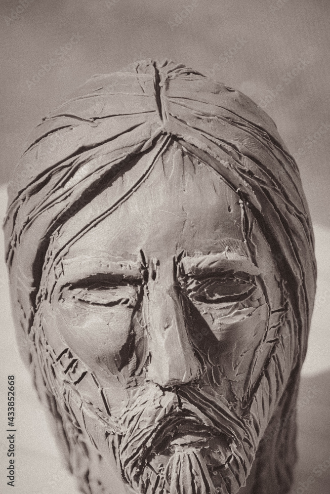 Jesus Christ face clay sculpture Stock Photo | Adobe Stock