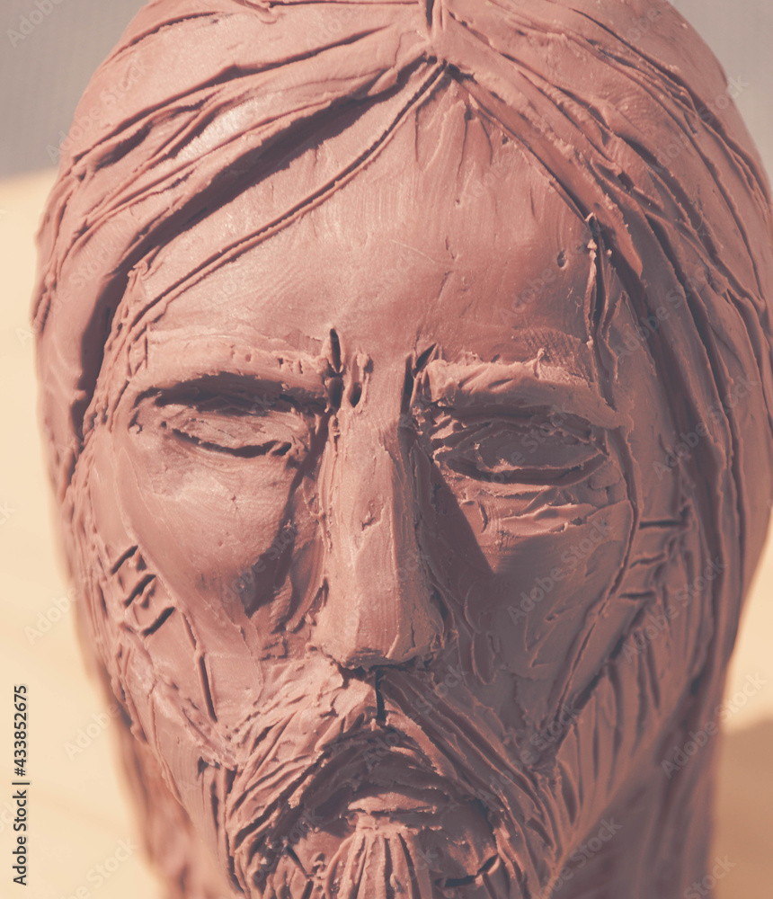 Jesus Christ face clay sculpture Stock Photo | Adobe Stock