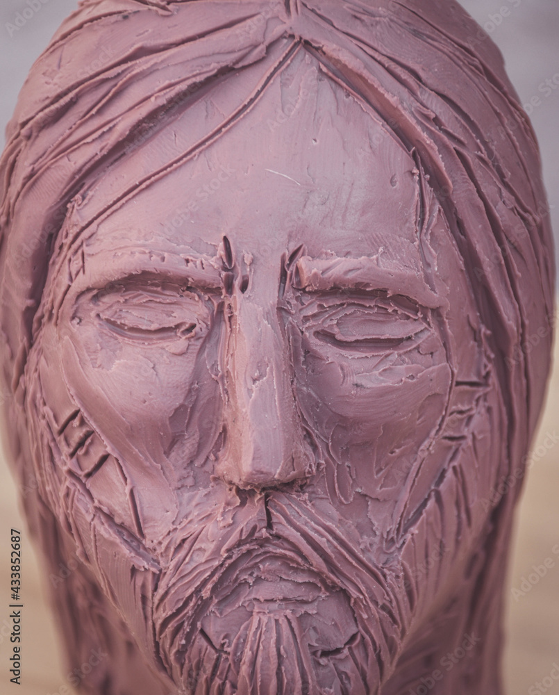 Jesus Christ face clay sculpture Stock Photo | Adobe Stock
