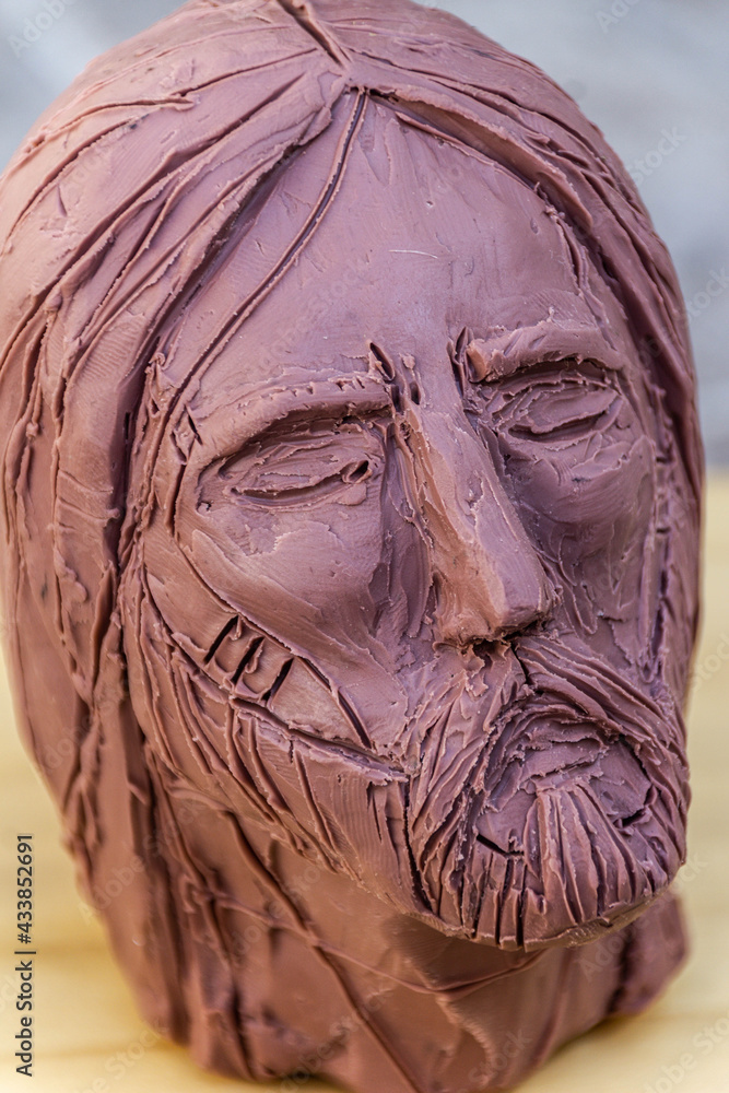 Jesus Christ face clay sculpture Stock Photo | Adobe Stock