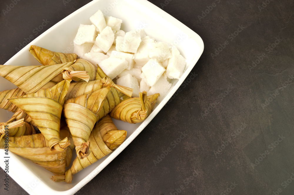 Malay traditional food called as Nasi Himpit and Ketupat rice or ...