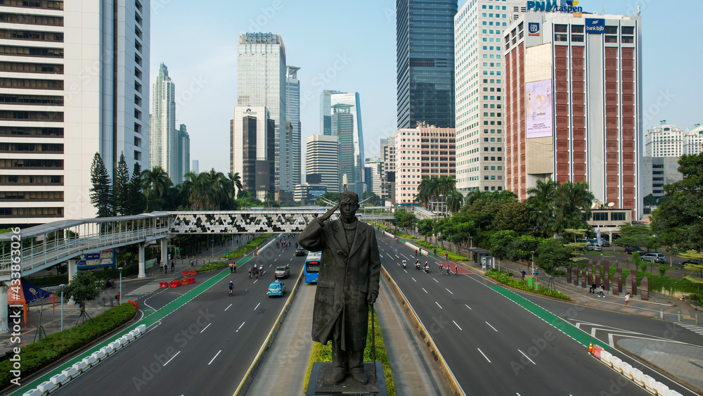 Aerial View of The statue of General Sudirman (Patung Jenderal Sudirman ...