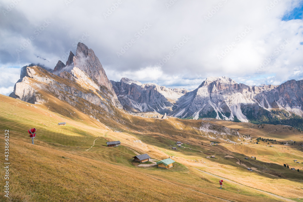 Stunning Seceda Mount Peak with Puez Odle massif in Dolomites - Ortisei ...
