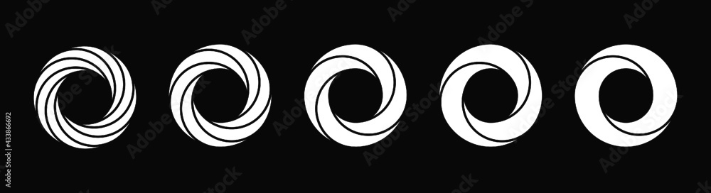 Abstract circular logo design set isolated on black background. Vector ...