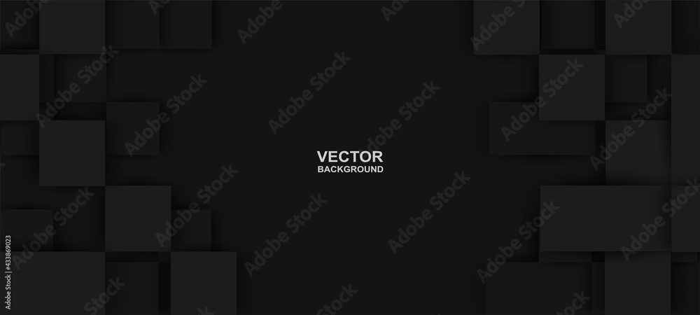 Abstract. Black square shape background. light and shadow. Vector ...