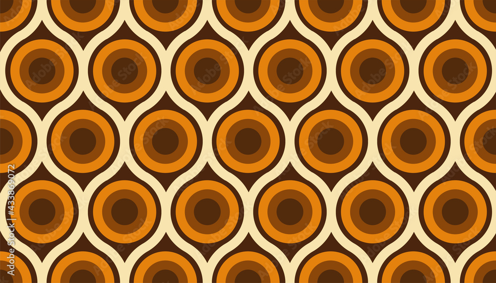 Abstract. 60s colorful seamless pattern, retro style geometric vintage background. vector ...