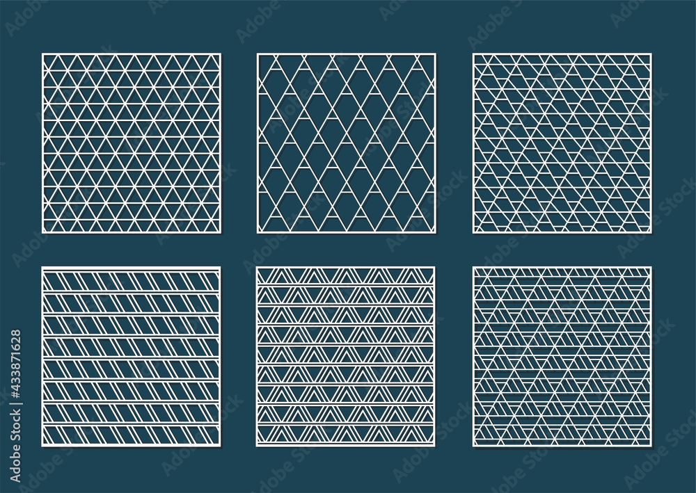 Abstract Geometry triangle pattern for laser cutting. Universal ...