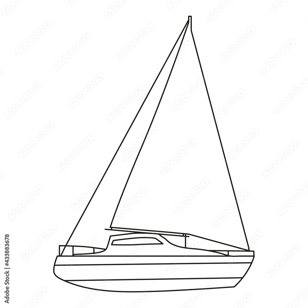 Sailboat line icon logo design marines, peedboat, ship, vessel, side ...