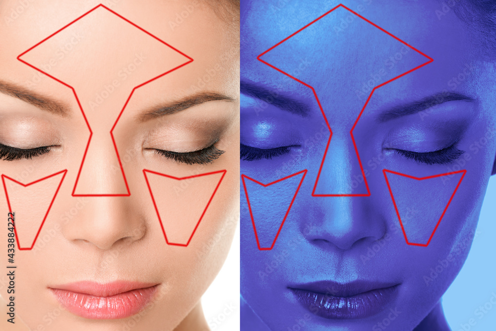 Face scan Asian beauty woman biometric facial recognition software skin ...