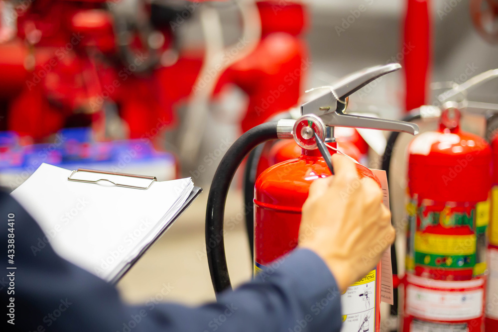 Engineer checking Industrial fire control system,Fire Alarm controller ...