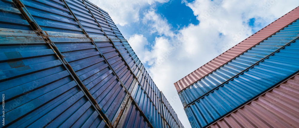 container box in port shipping container logistics area. modern trade ...