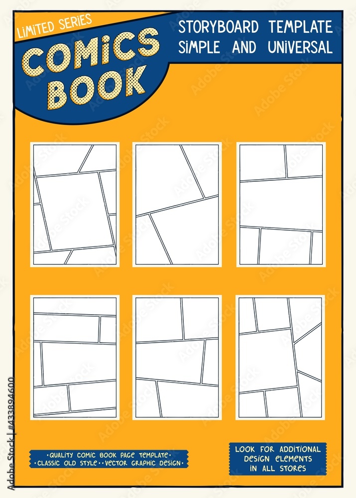 Set of comics storyboard templates. Blank A4 pages for design. Vector ...