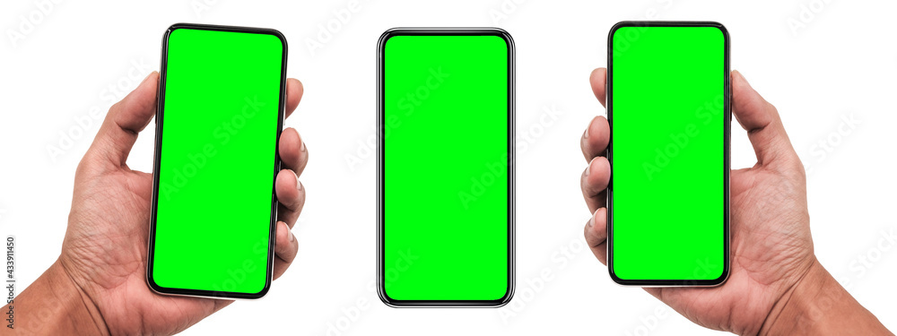 Smartphone similar to iphone 12 with green screen for Infographic ...