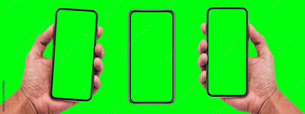 Smartphone similar to iphone 12 with green screen for Infographic ...