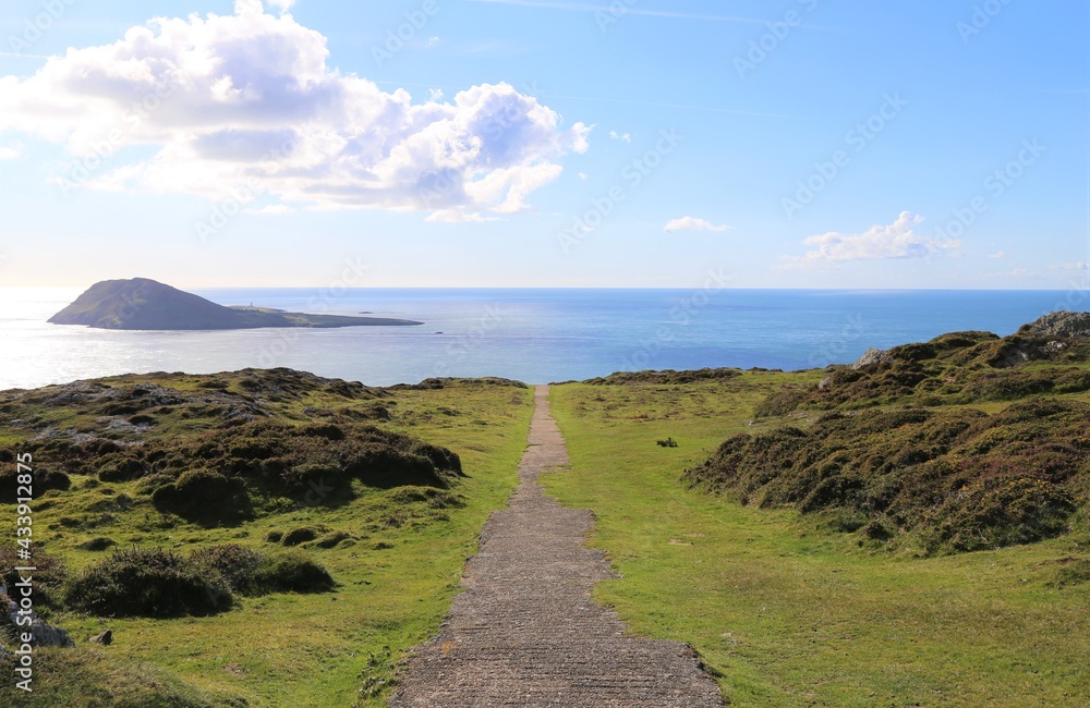 Poster Bardsey Island in the Irish Sea off the southern tip of the Llyn ...