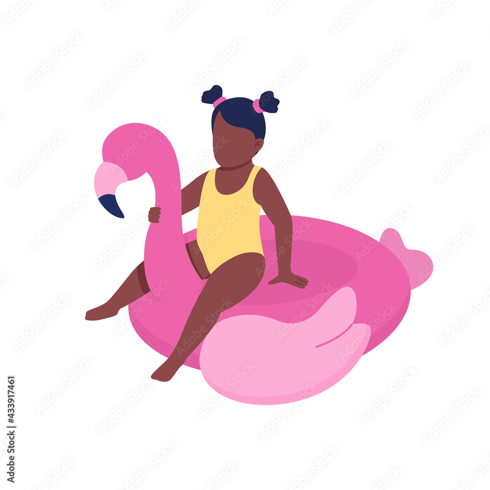 Inflatable swim float for toddler flat color vector faceless character ...