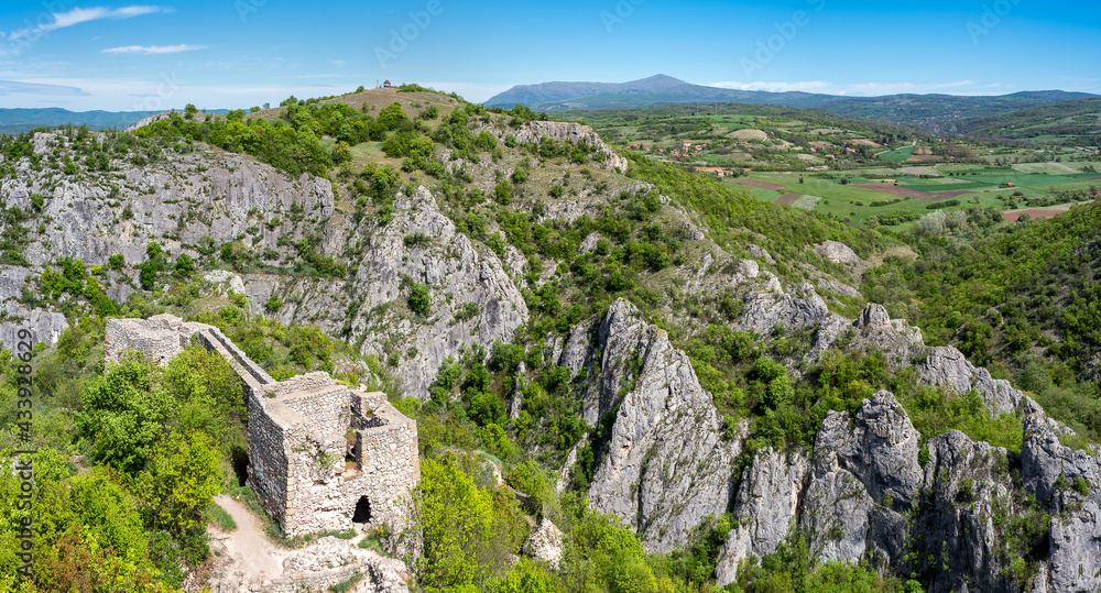 Remains of Soko Grad Sokolac (Falcon City) medieval fortress near the ...