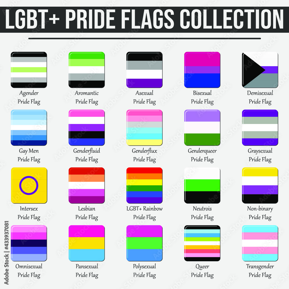 Lgbt Flags Collection Pride Set Of 20 Square Icons Sexual