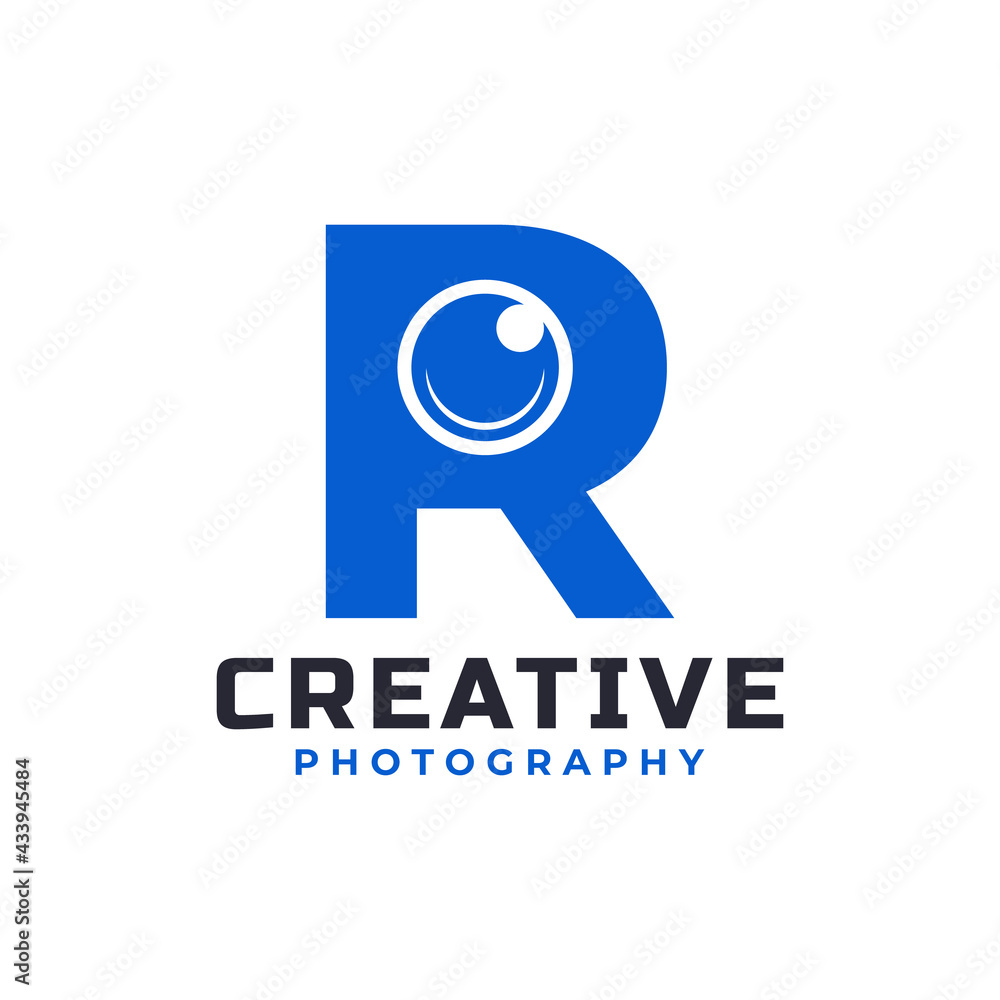 Letter R with Camera Lens Logo Design. Creative Letter Mark Suitable ...
