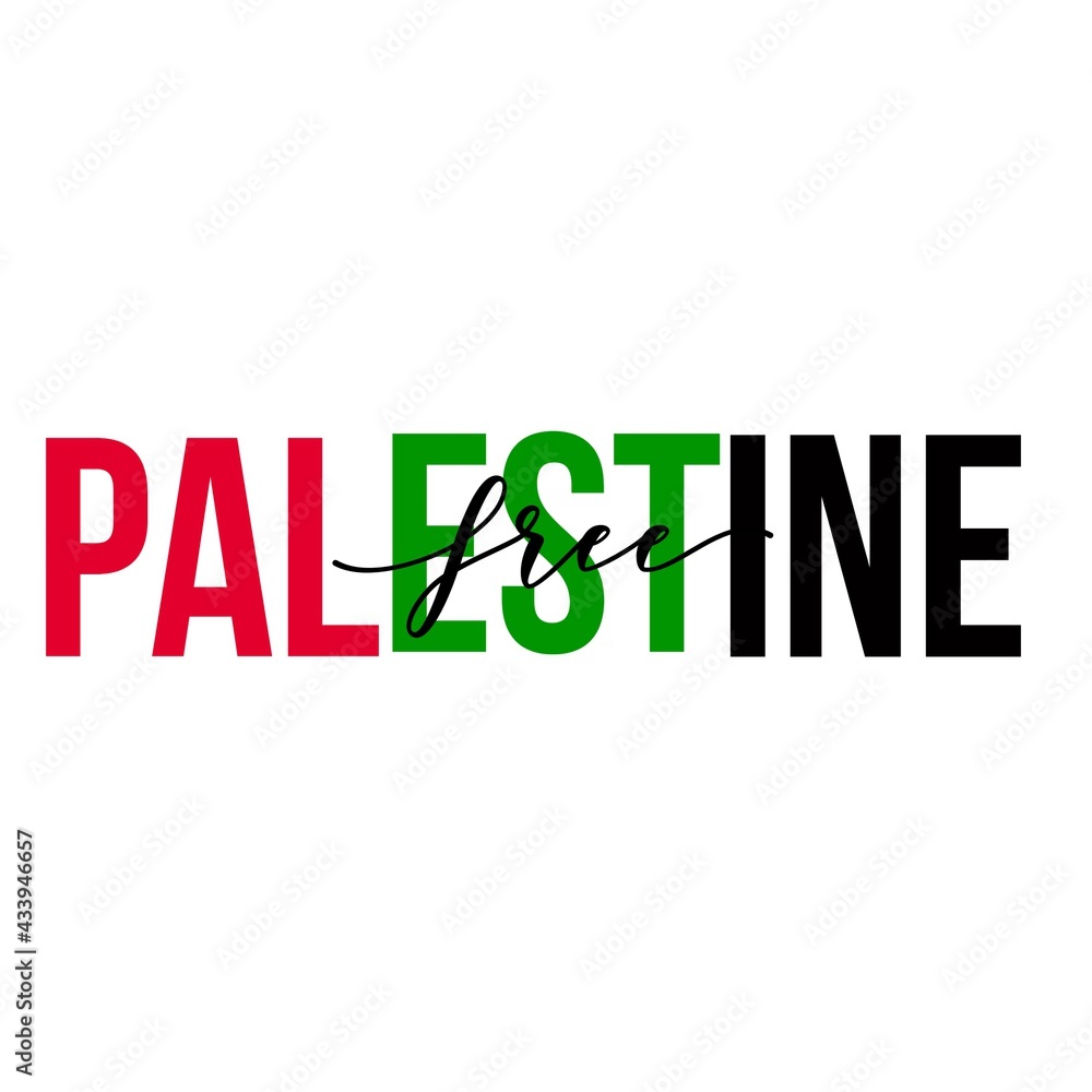 Free Palestine lettering modern typography design in the colors of their national flag of ...