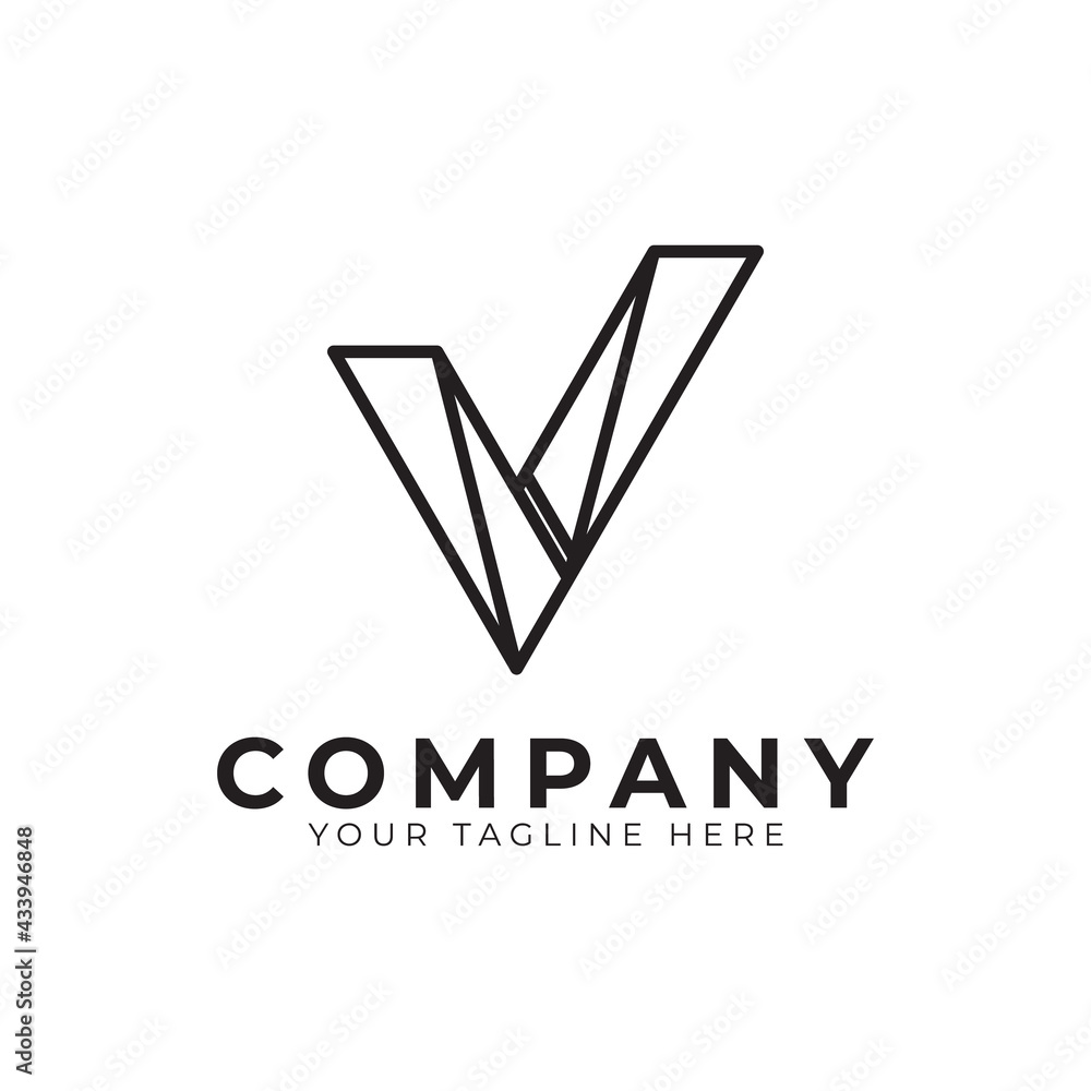 Initial Letter V Line Logo Design Geometric Line Style Graphic Alphabet Symbol Usable For
