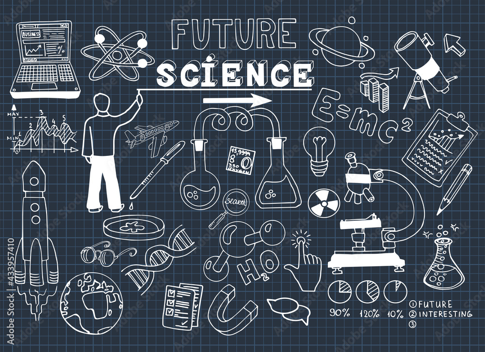 Hand drawn Science Sketch education school vector illustration. Doodle ...