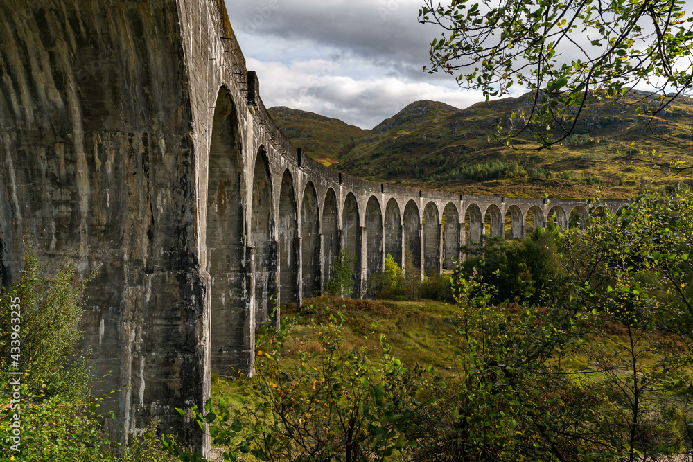 The Glenfinnen viaduct is built from mass concrete, and has 21 ...