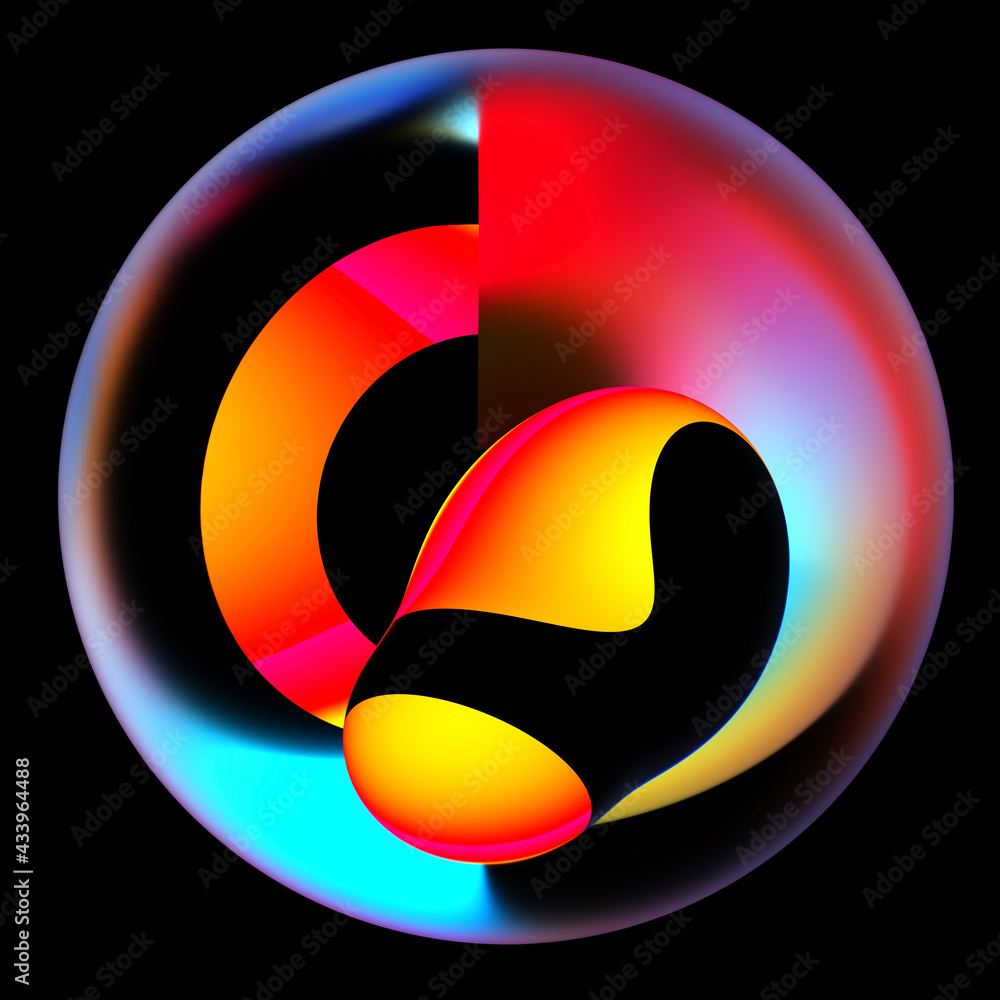 3d render of abstract art 3d glass ball sphere or bubble with blur ...