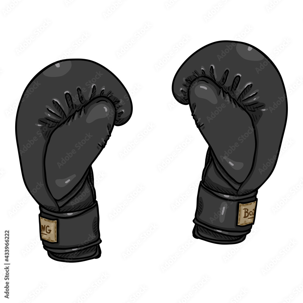 Vector Cartoon Black Boxing Gloves Stock Vector | Adobe Stock