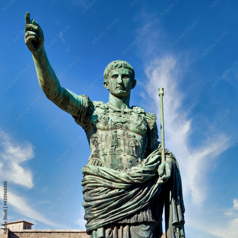 The roman emperor Gaius Julius Caesar statue in Rome, Italy. Concept ...