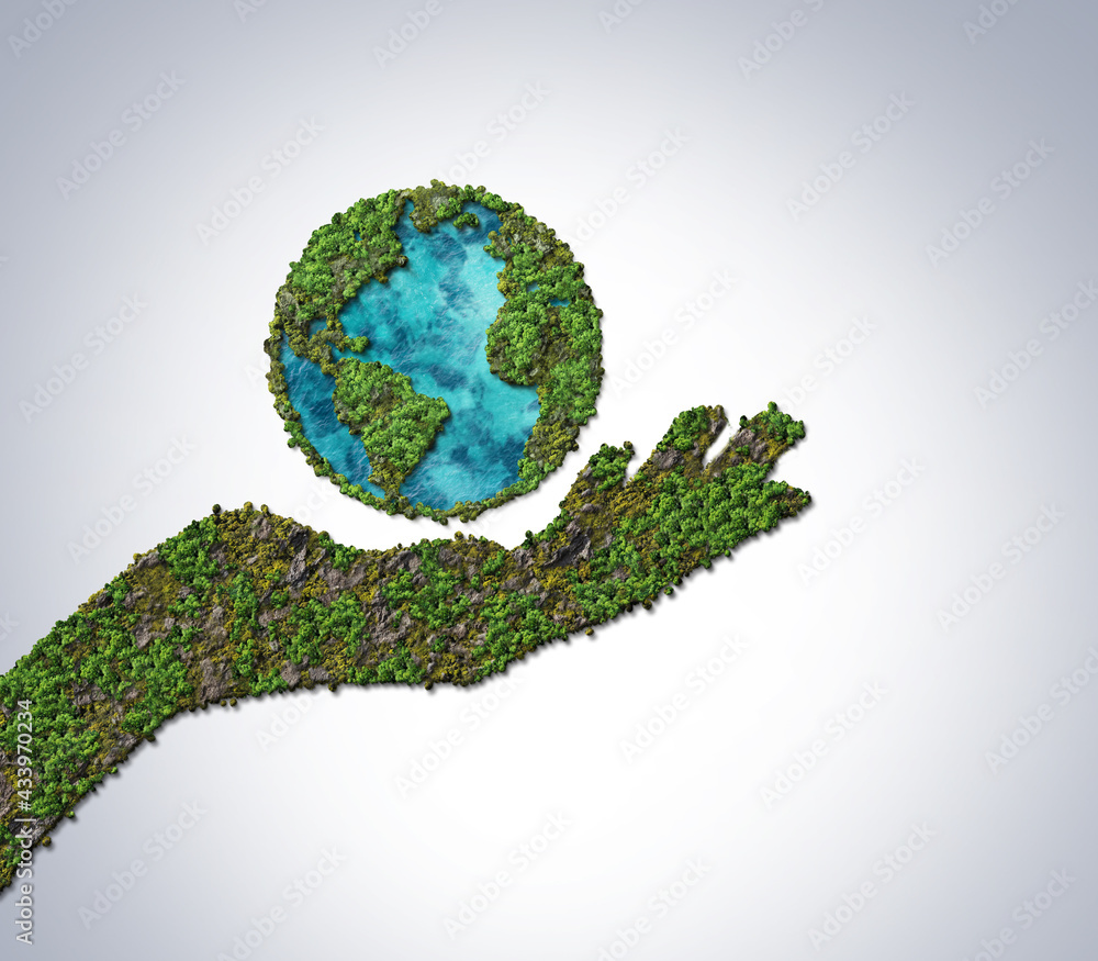 World Environment day concept 2021. Ecosystem Restoration 2021 environment day concept 3d tree ...