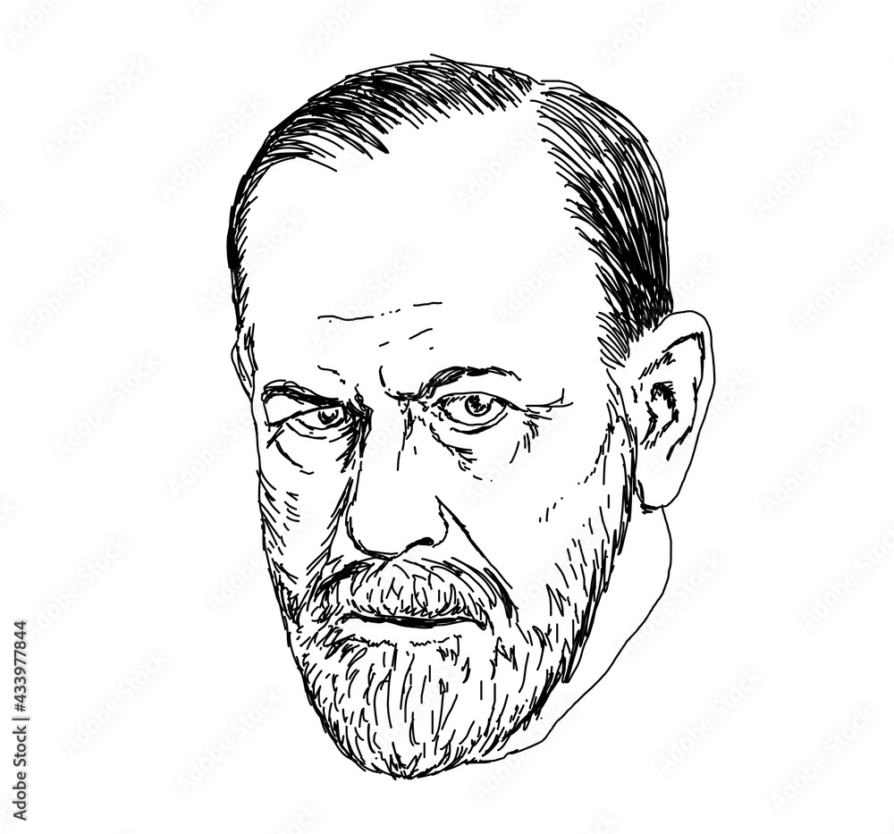 Realistic illustration of the Austrian psychoanalyst Sigmund Freud ...
