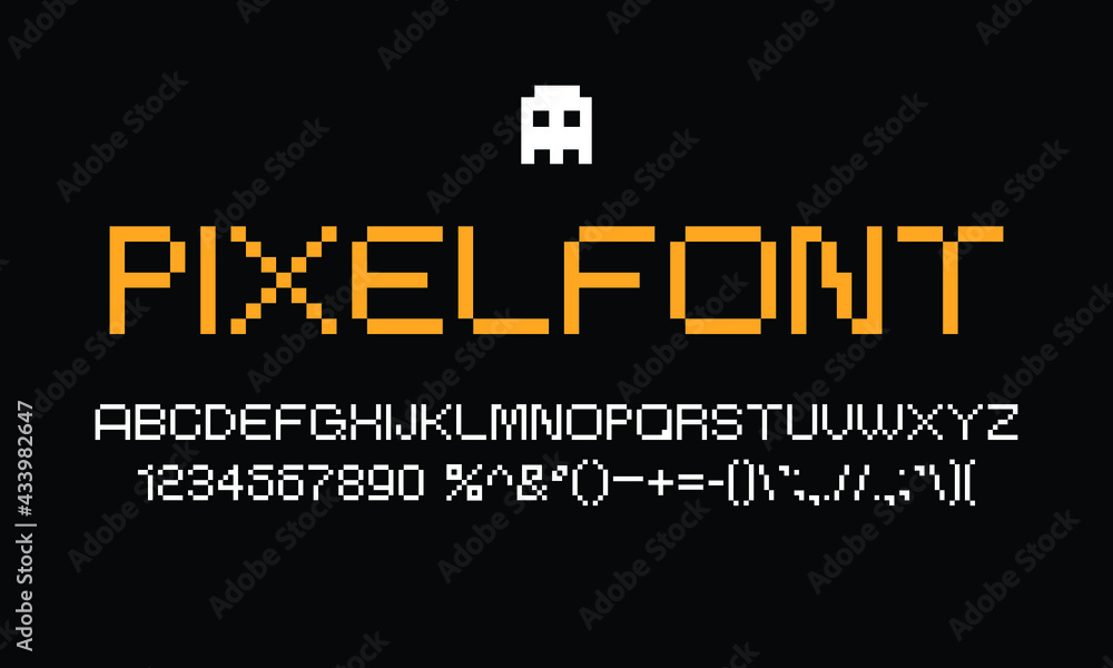 pixel font in vector. uppercase font provided in unique style. creative ...