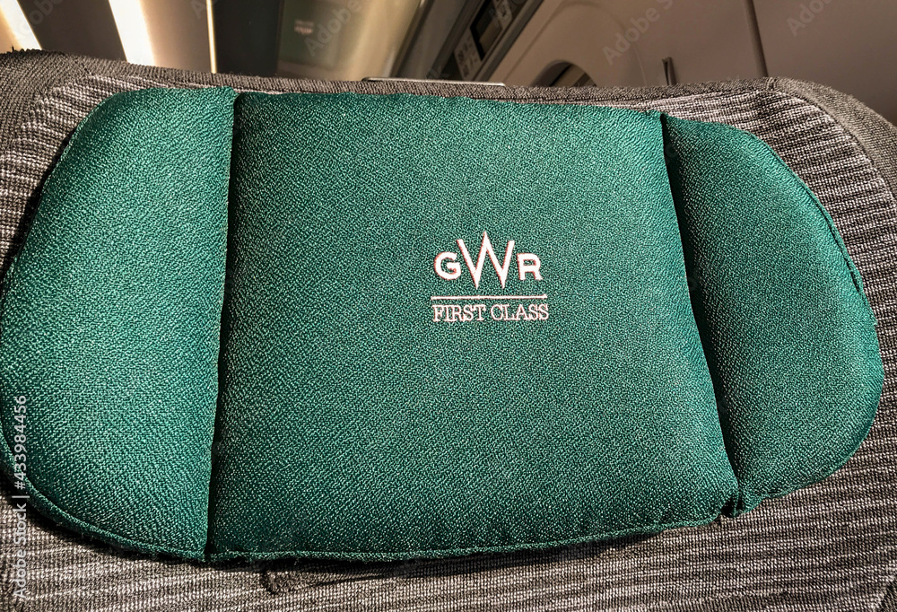 Cardiff, Wales - December 2018: Closeup view of the logo on the ...