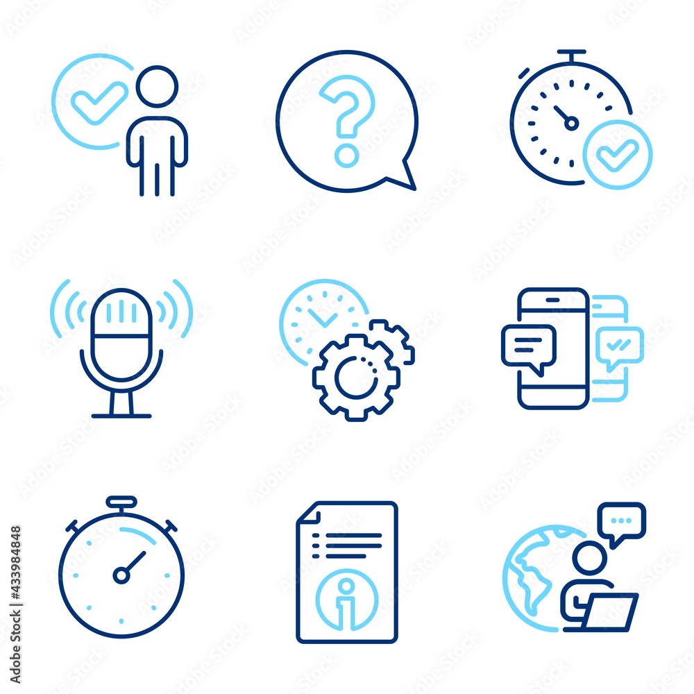 Education icons set. Included icon as Microphone, Timer, Technical info ...