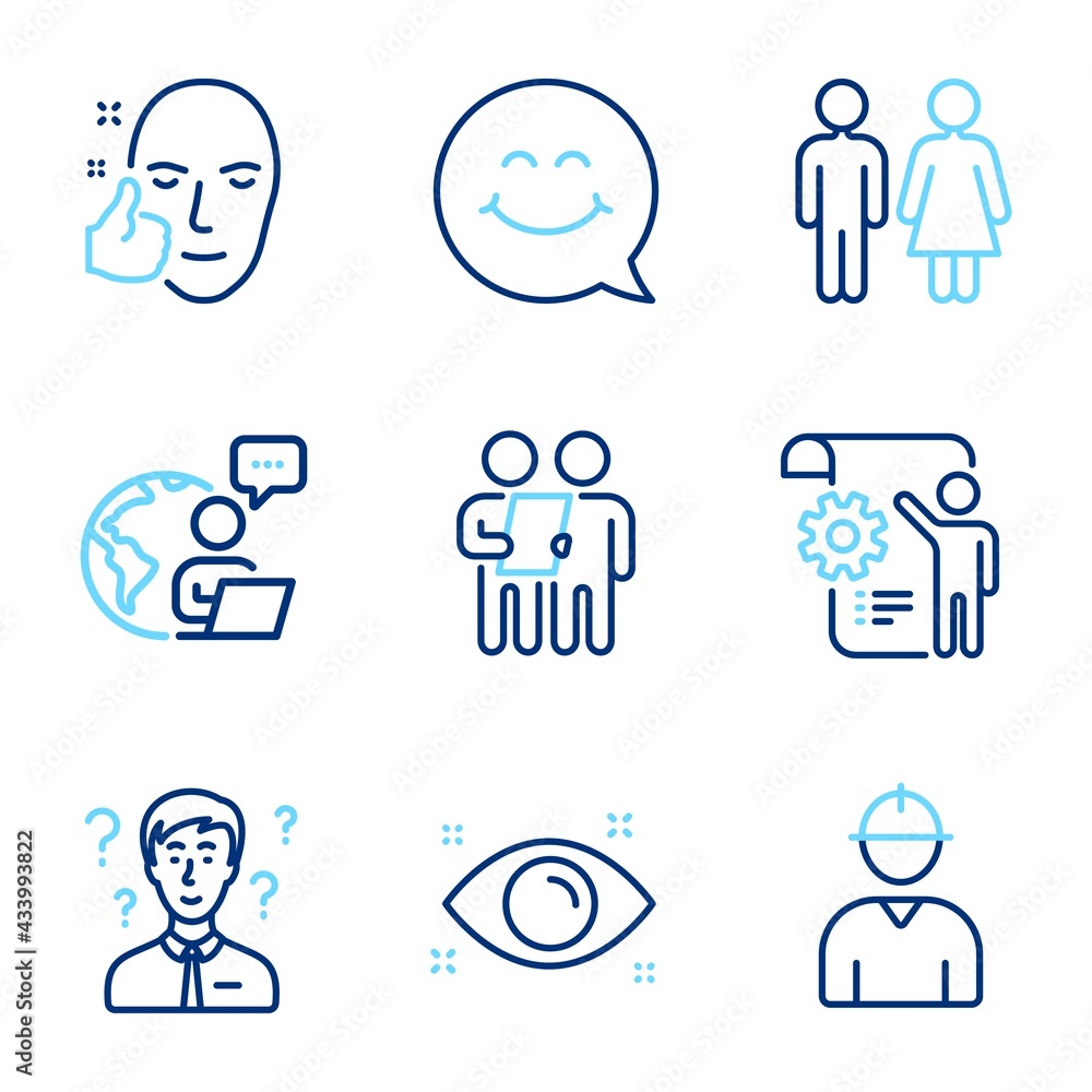 People icons set. Included icon as Health eye, Support consultant ...