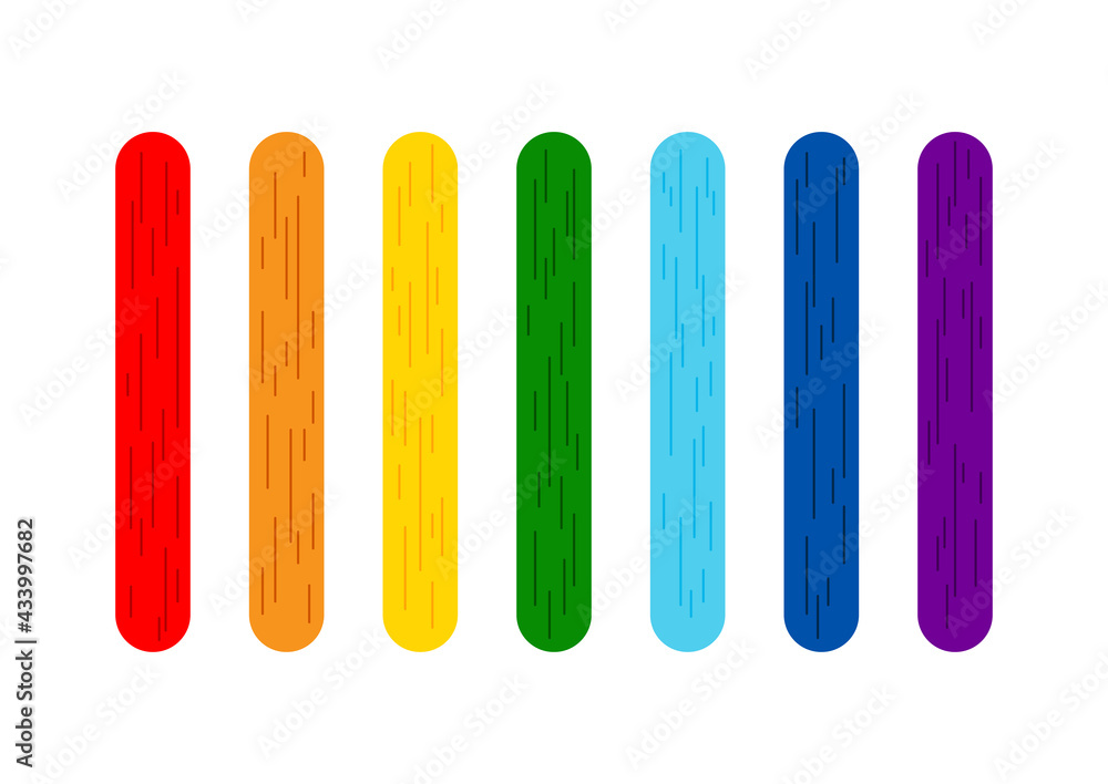 Rainbow color popsicle stick for game or ice cream set. Stick for kids ...