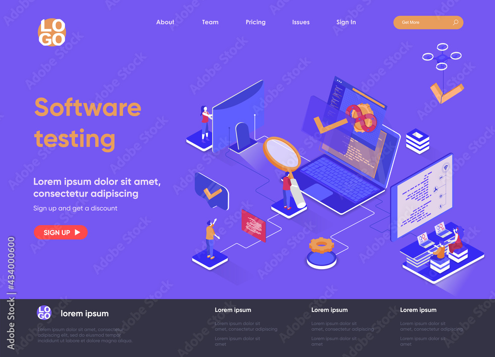 Software testing isometric landing page. Software testing and quality ...