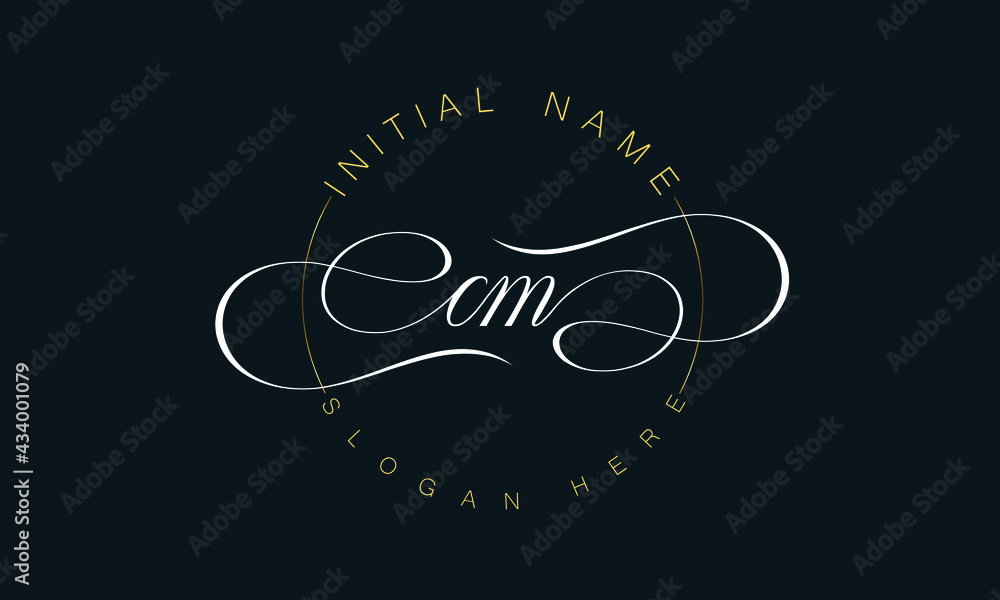 CM/MC cursive letter stylish luxury logo in golden and white color, CM ...