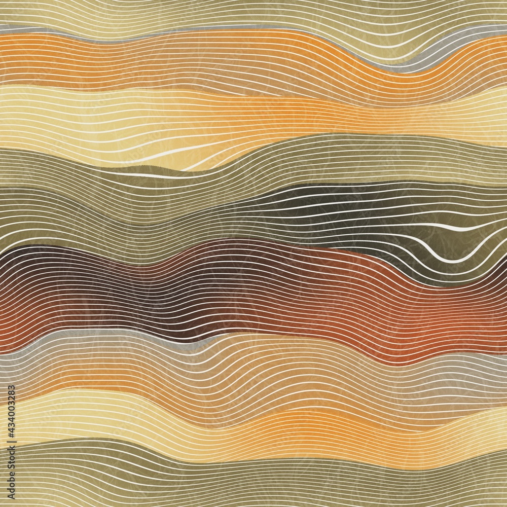 Seamless natural landscape hill pattern for print. Horizontal line ...