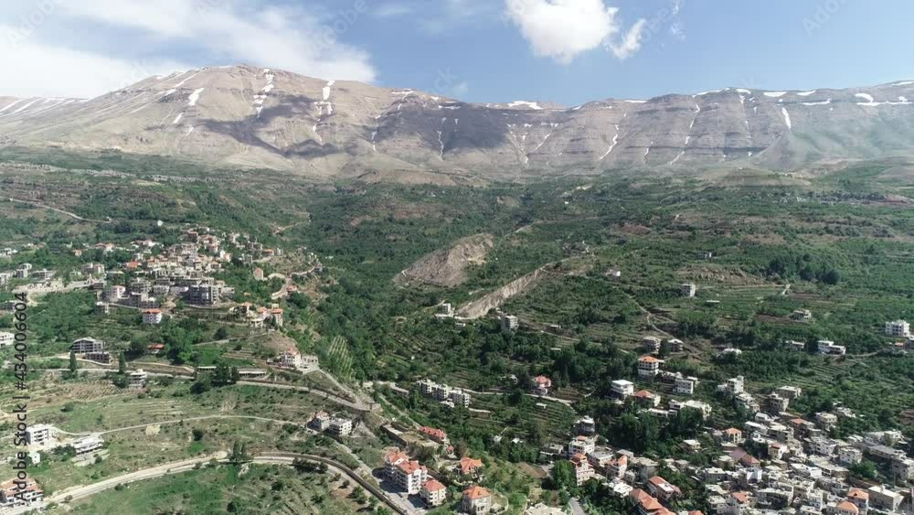 Vidéo Stock Beautiful village near the valley. Aerial footage of the ...