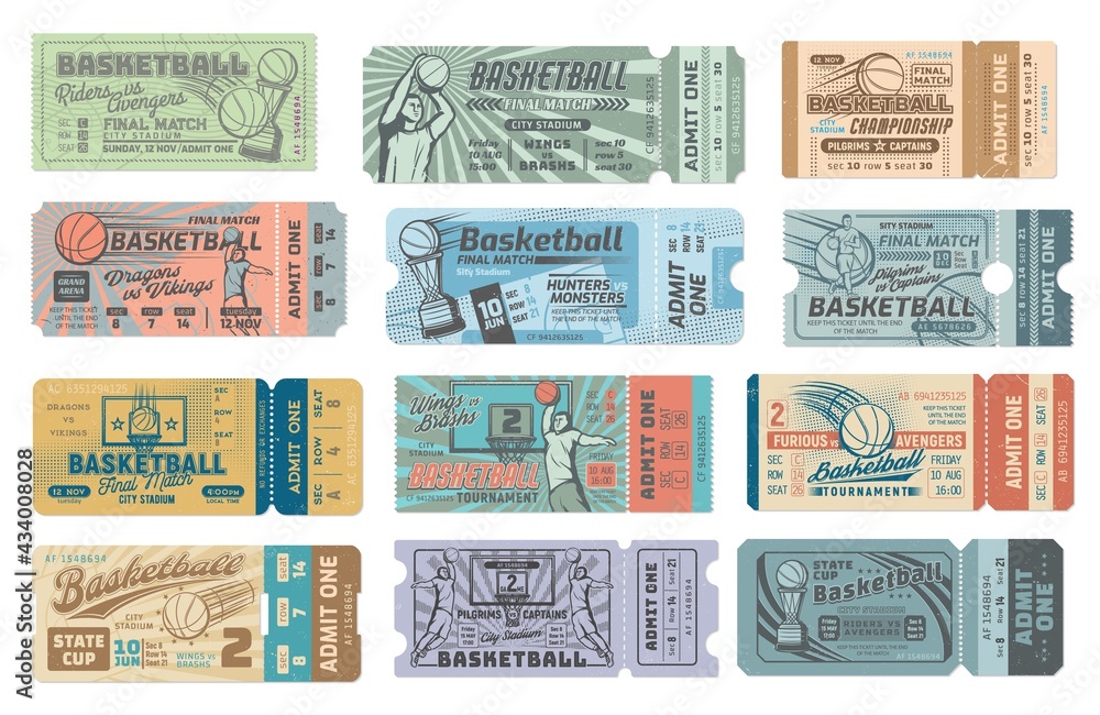 Basketball game tickets, sport tournament, team championship final ...